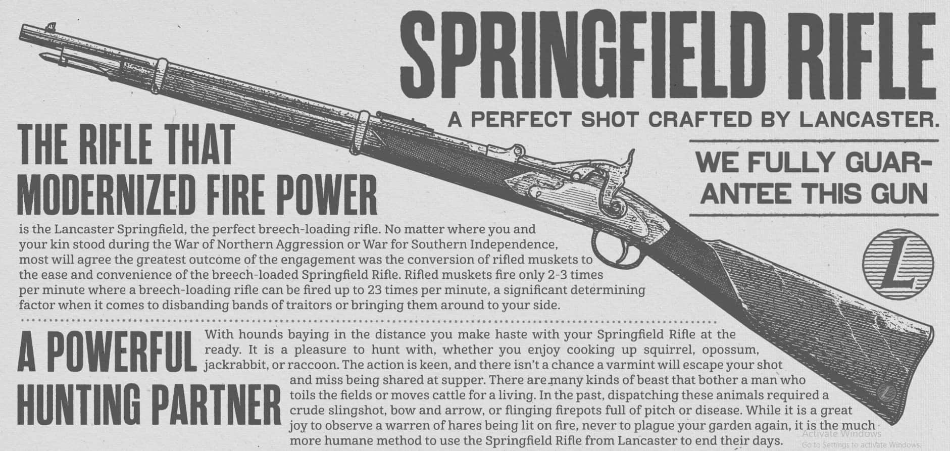 Springfield Rifle - Red Dead Redemption 2 Wiki - RDR2.org