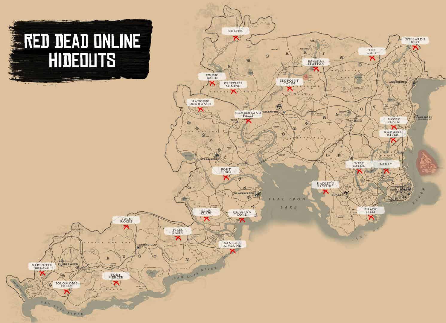 Red Dead Online Gang Hideout Spawn Locations RDR2 Red Dead Online Gang Hideout Spawn Locations RDR2
